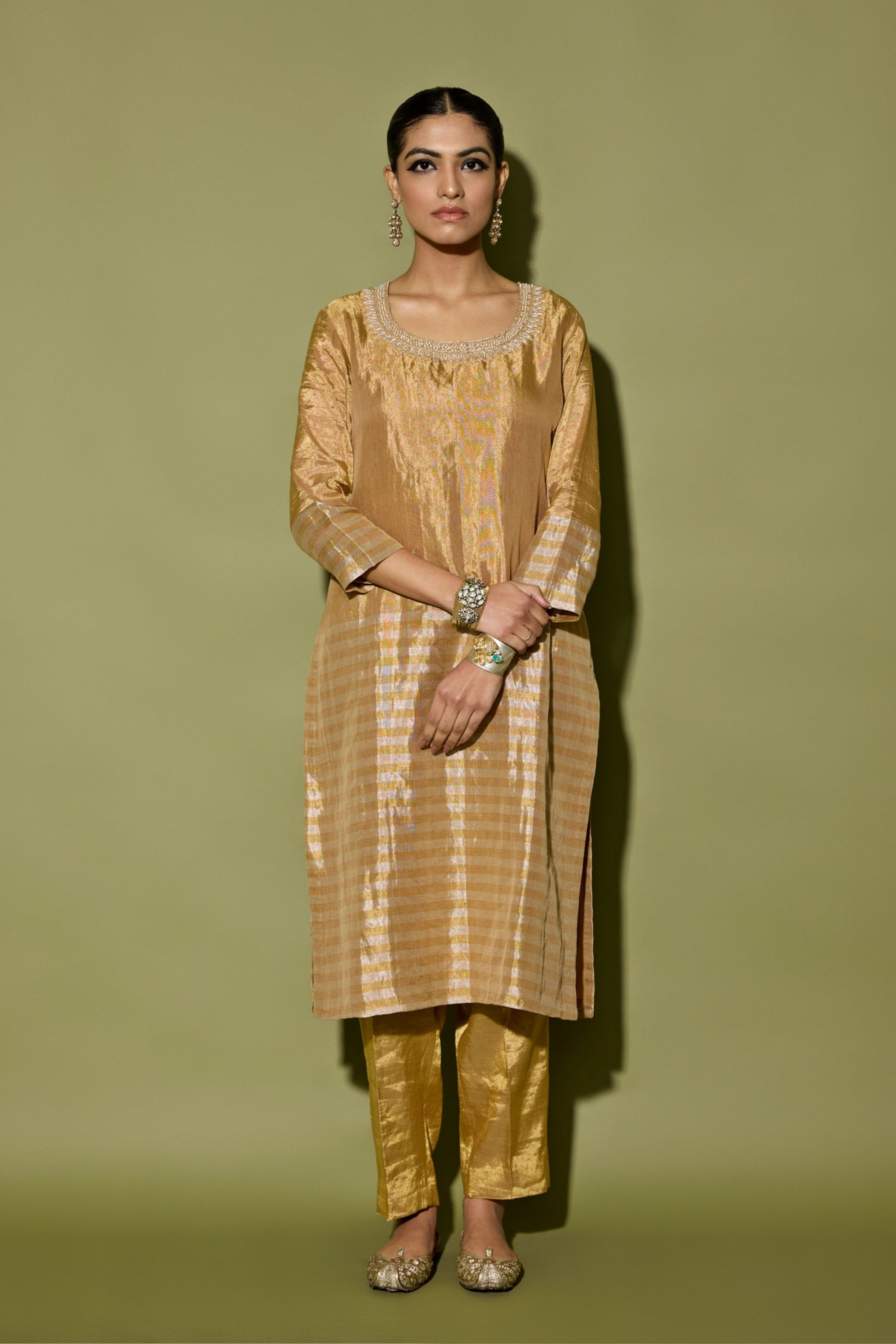 Tissue Stripe Kurta Set